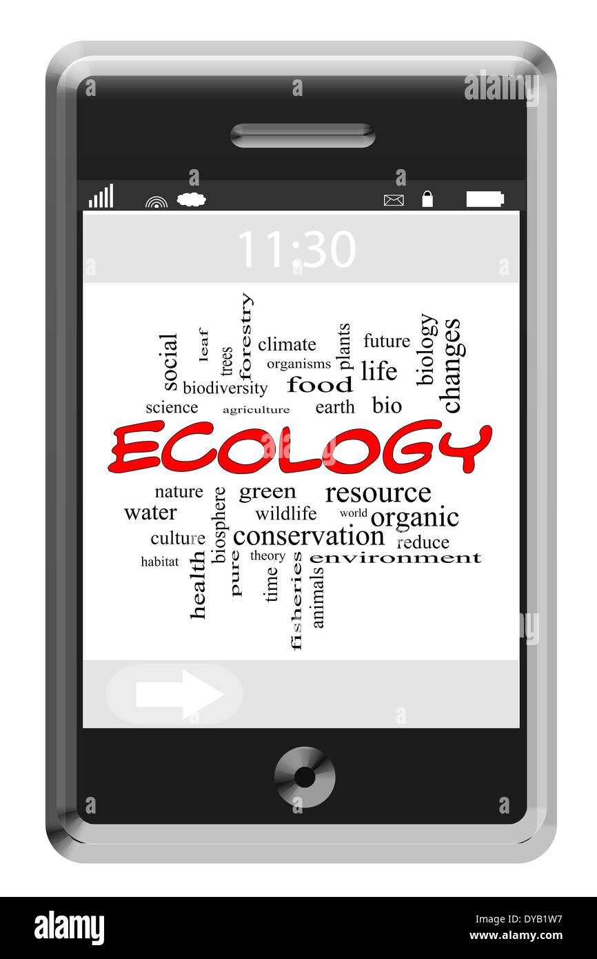Ecology Word Cloud Concept on a Touchscreen Phone with great terms such ...