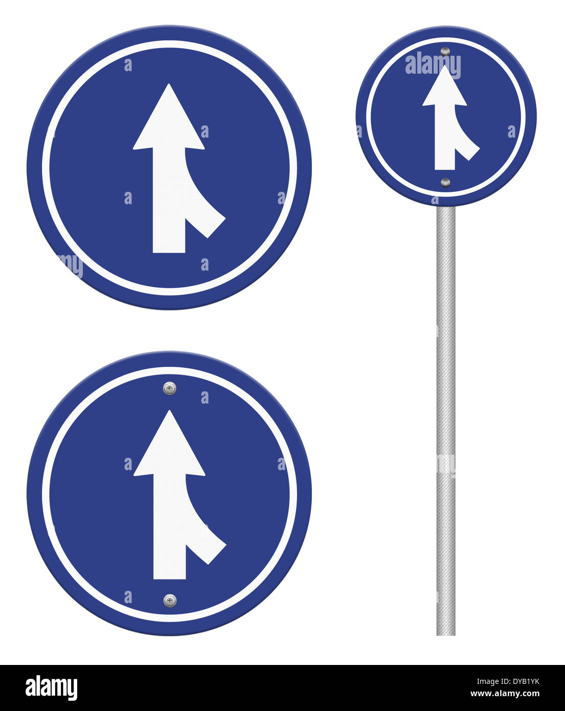 Road Merge Sign on white Stock Photo - Alamy