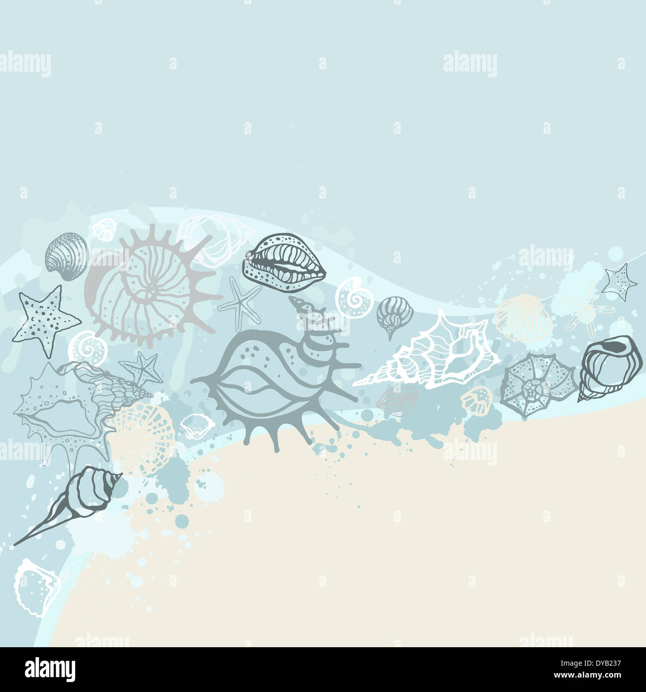 Sea background. Hand drawn vector illustration Stock Photo - Alamy