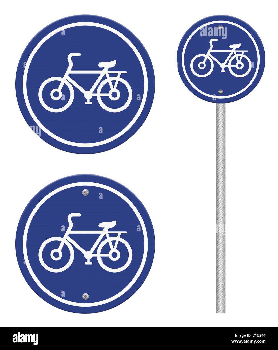 Bicycle lane sign on white background Stock Photo - Alamy