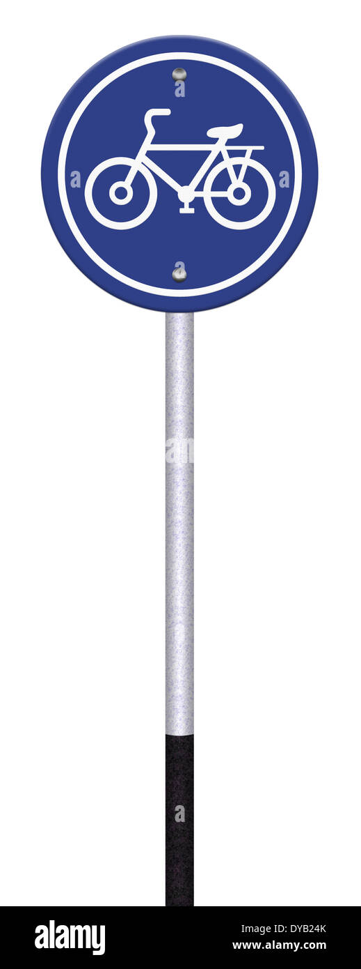 Bicycle lane sign on white background Stock Photo - Alamy