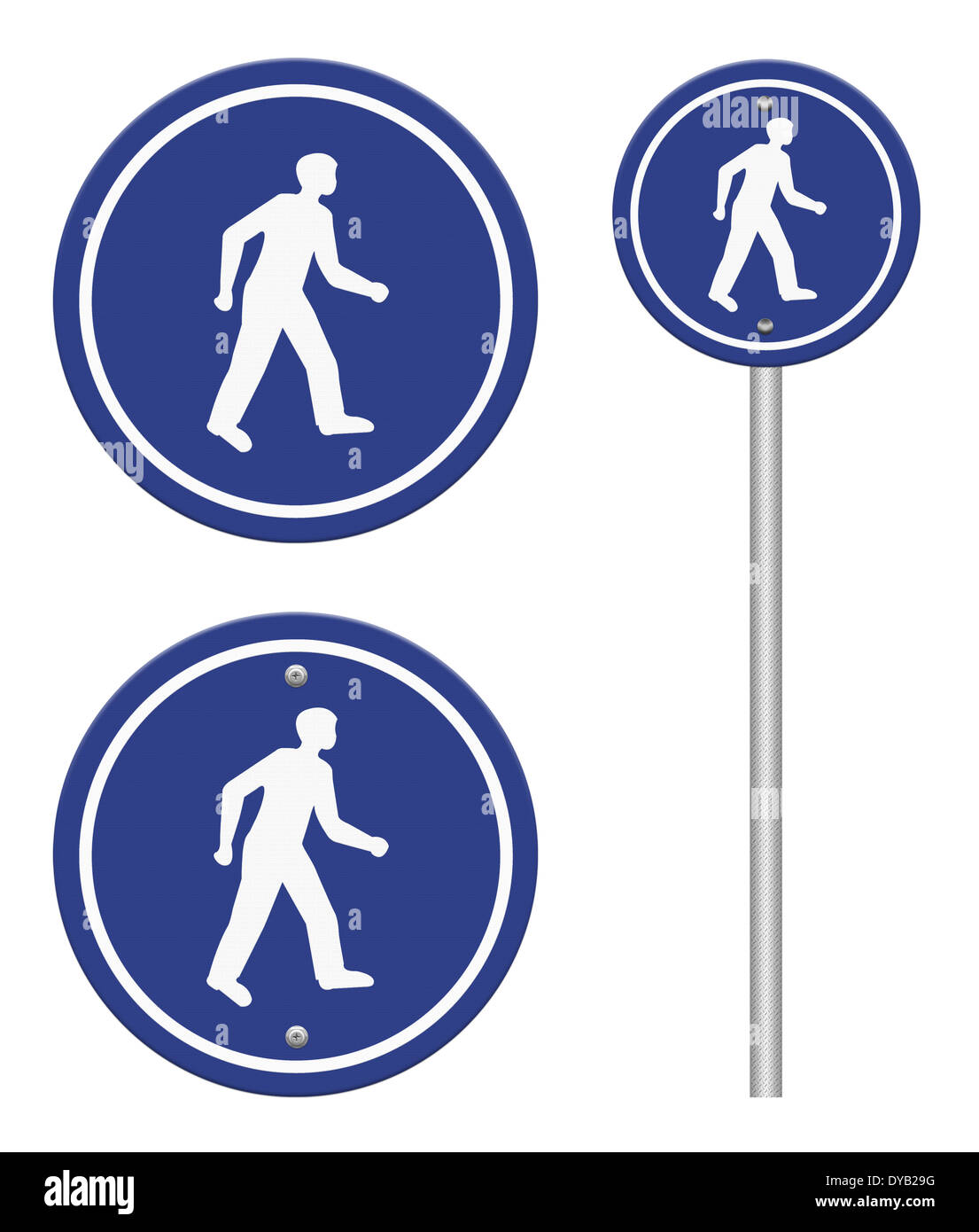Pedestrian walking lane walkway footpath road sign on pole Stock Photo ...