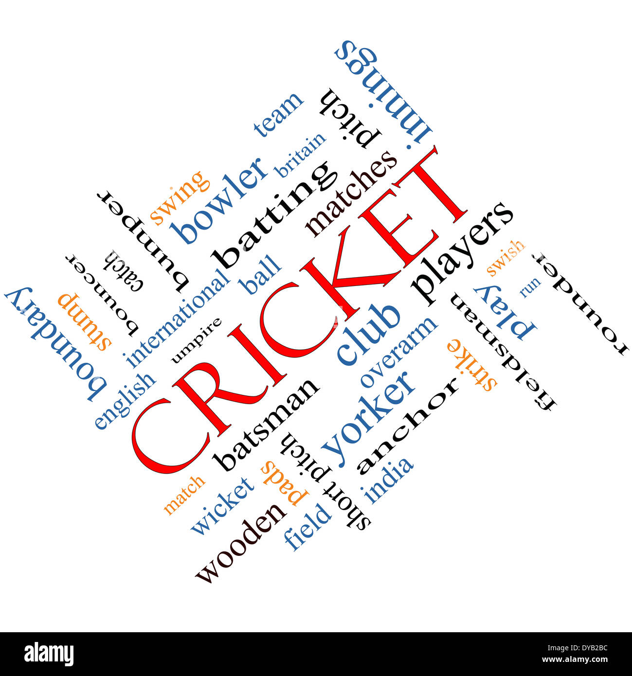 Cricket Word Cloud Concept angled with great terms such as batsman ...