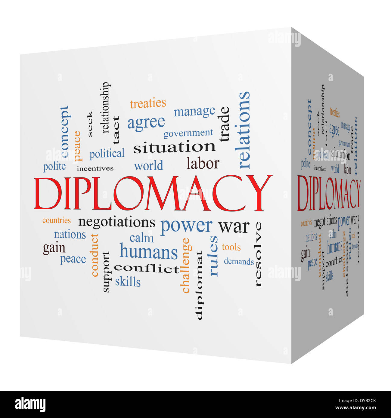 Diplomacy 3D cube Word Cloud Concept with great terms such as world ...