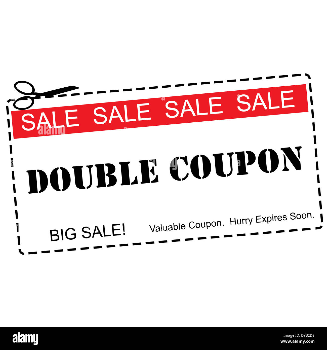 A red, white and black Double Coupon Sale Coupon making a great concept ...