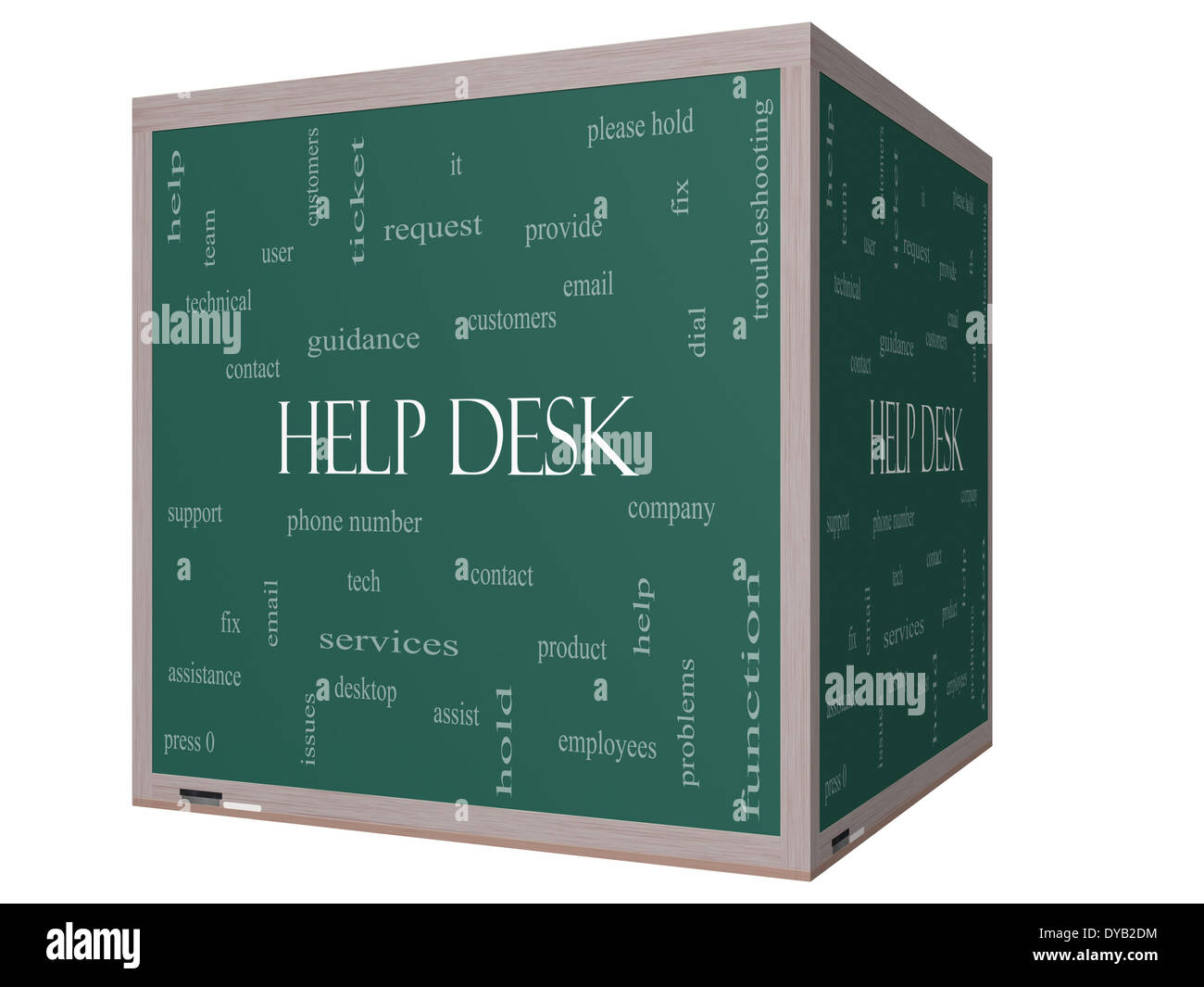 Help Desk Word Cloud Concept on a 3D cube Blackboard with great terms ...