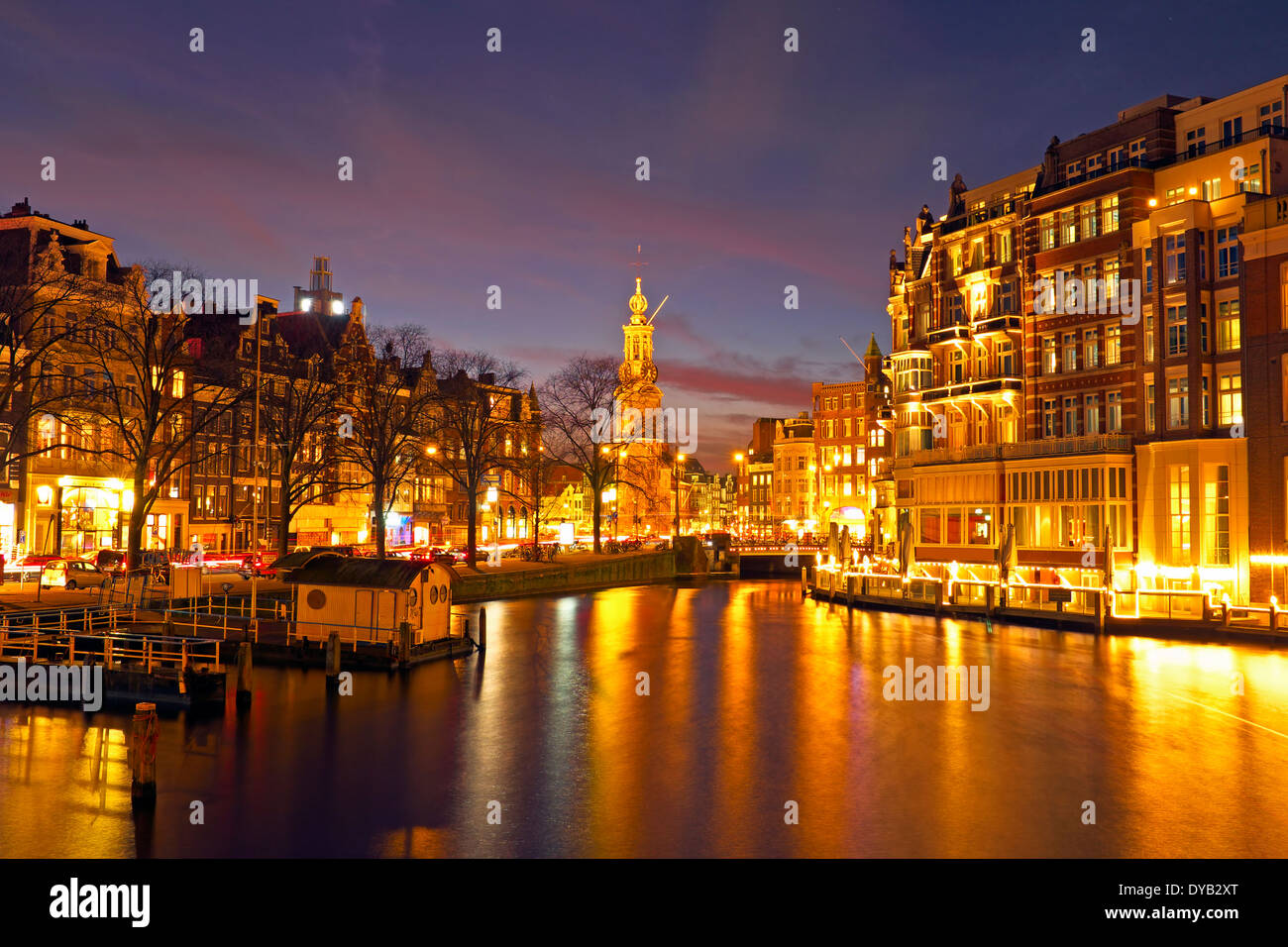City scenic from Amsterdam in the Netherlands by night with the ...