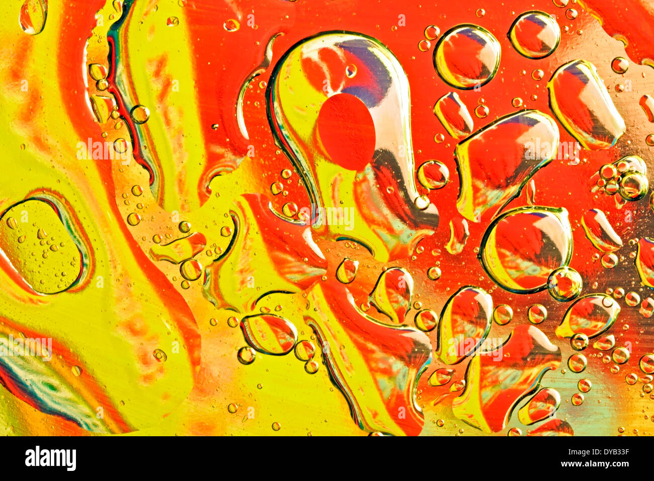 Oil drops on a water surface Stock Photo - Alamy