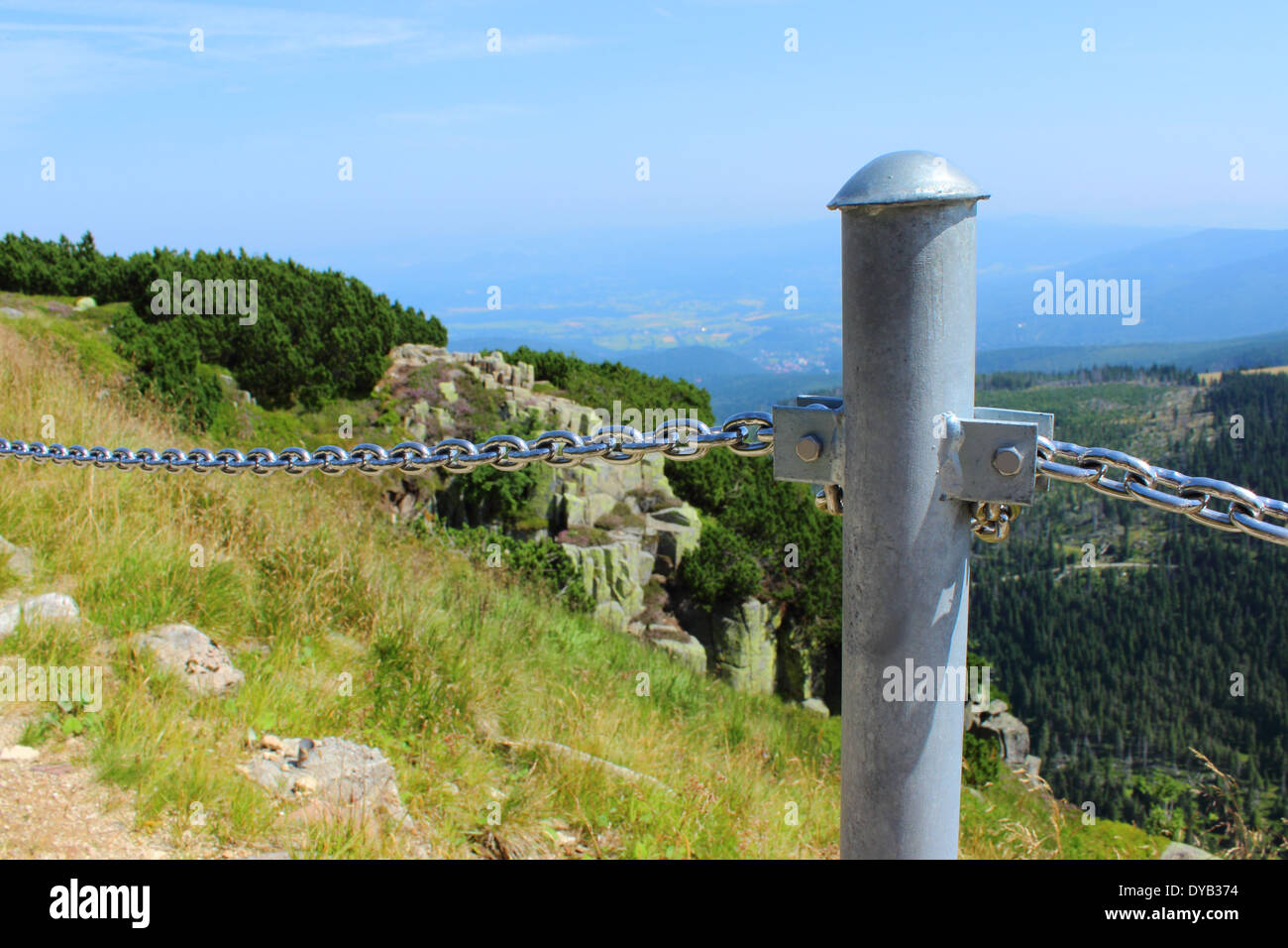 Closeup of metal safety chain on a mountain trail Stock Photo - Alamy