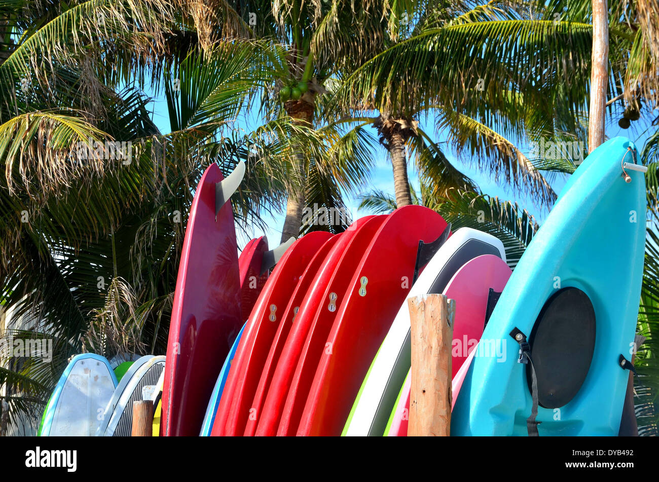 Stack of surfboards by seaside Stock Photo - Alamy