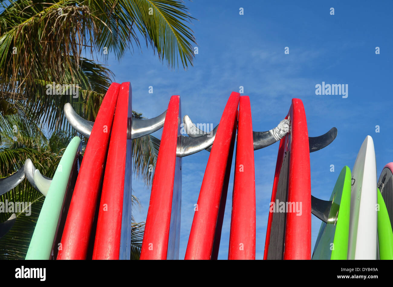 Stack of surfboards by seaside Stock Photo - Alamy