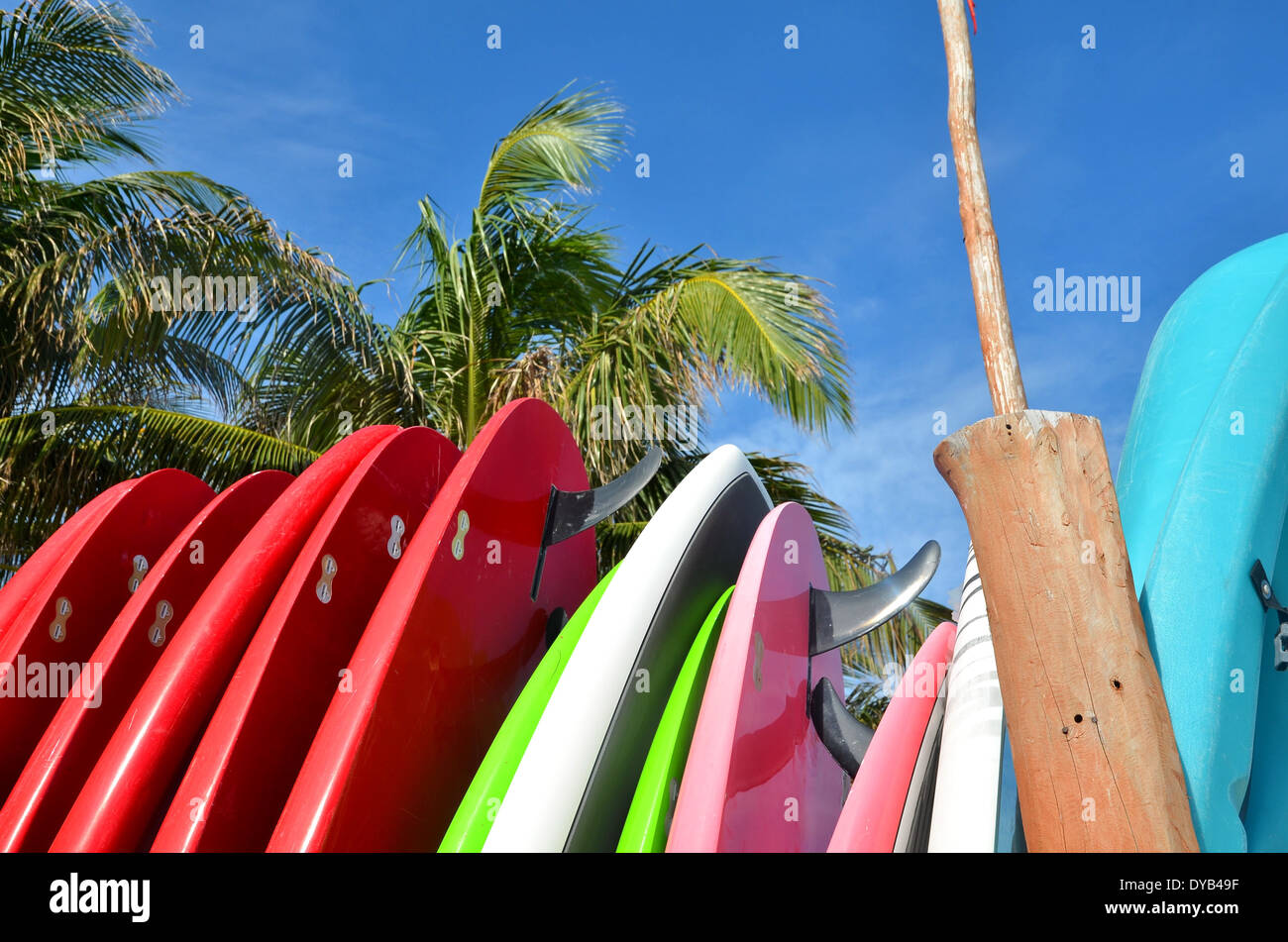 Stack of surfboards by seaside Stock Photo - Alamy