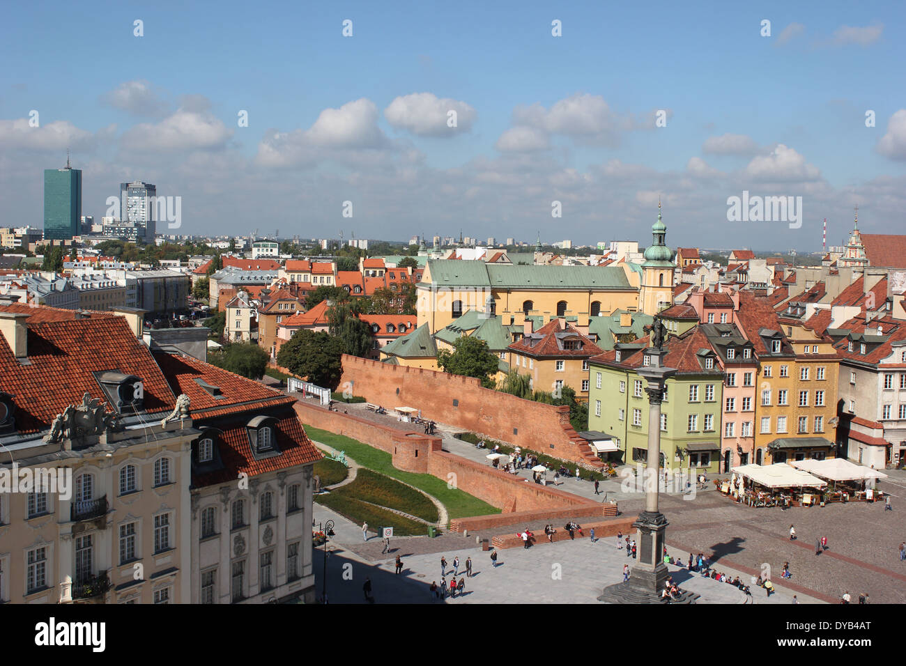 Aerial view of Old Town Castle Square in Warsaw, the capital of Poland ...