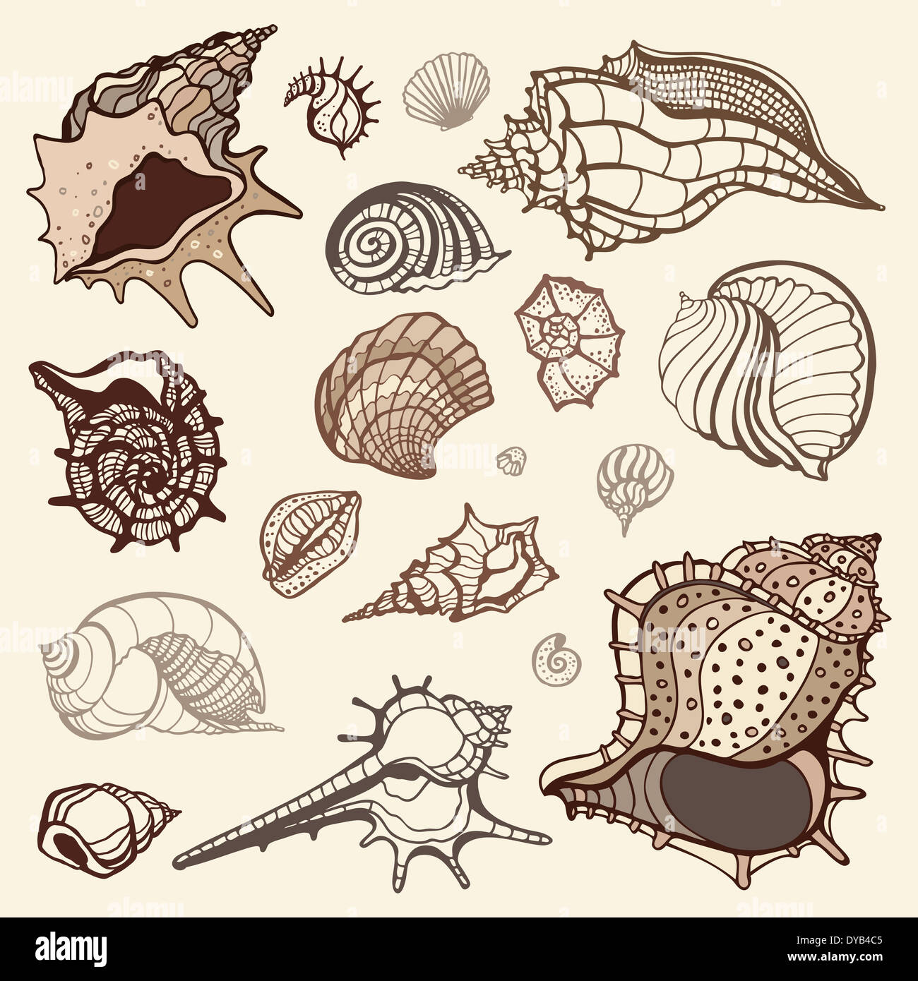 Sea collection. Hand drawn vector illustration Stock Photo - Alamy