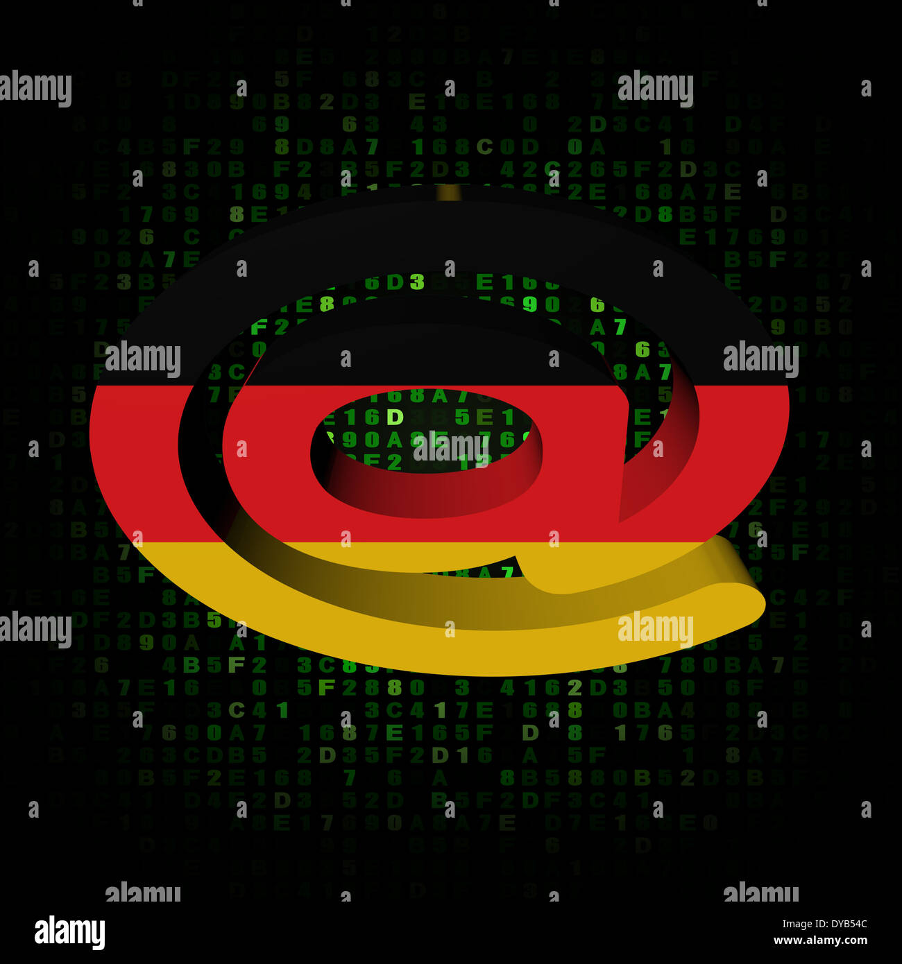 e-mail address AT symbol with German flag on hex illustration Stock ...