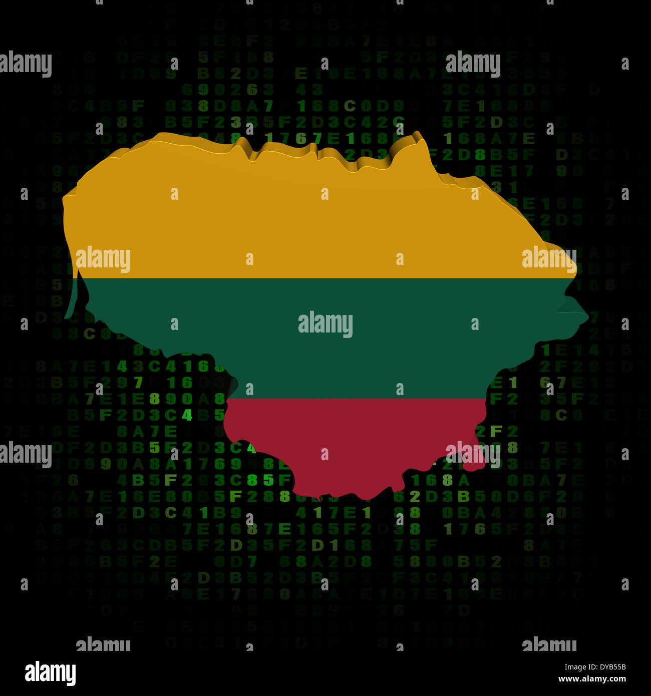 Lithuania map flag on hex code illustration Stock Photo - Alamy