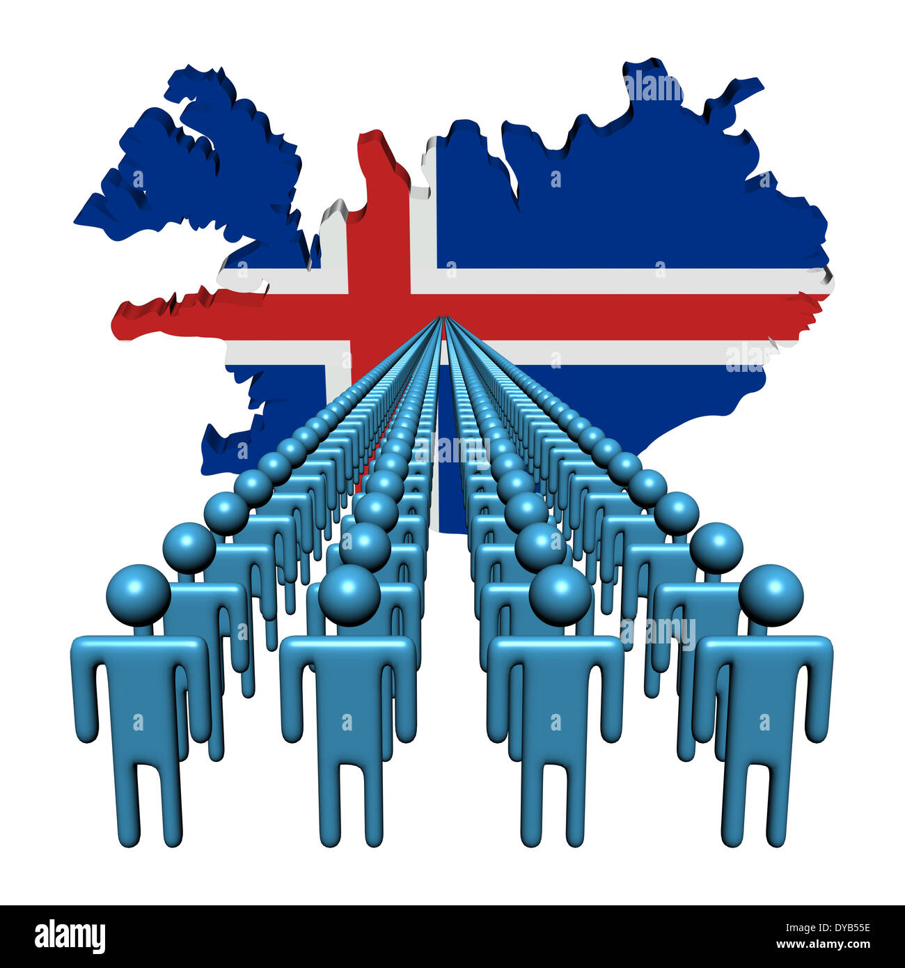 Lines of people with Iceland map flag illustration Stock Photo - Alamy
