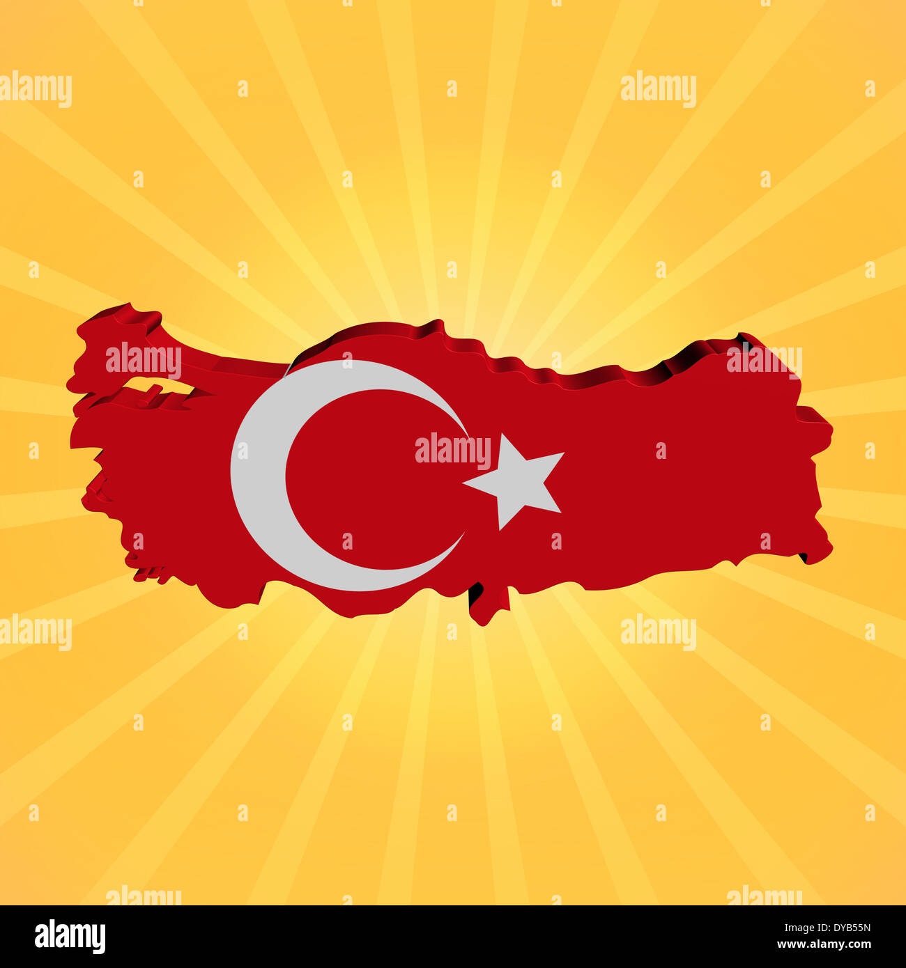 Turkey map flag on sunburst illustration Stock Photo - Alamy