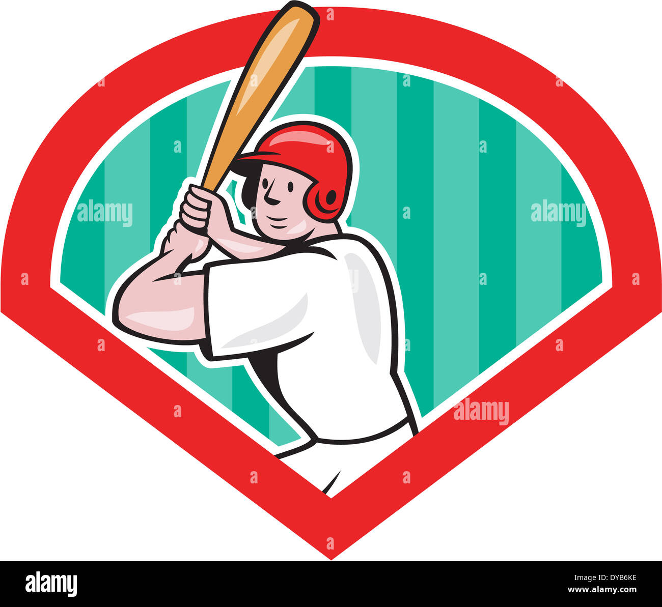 Illustration of an american baseball player batter hitter batting with ...