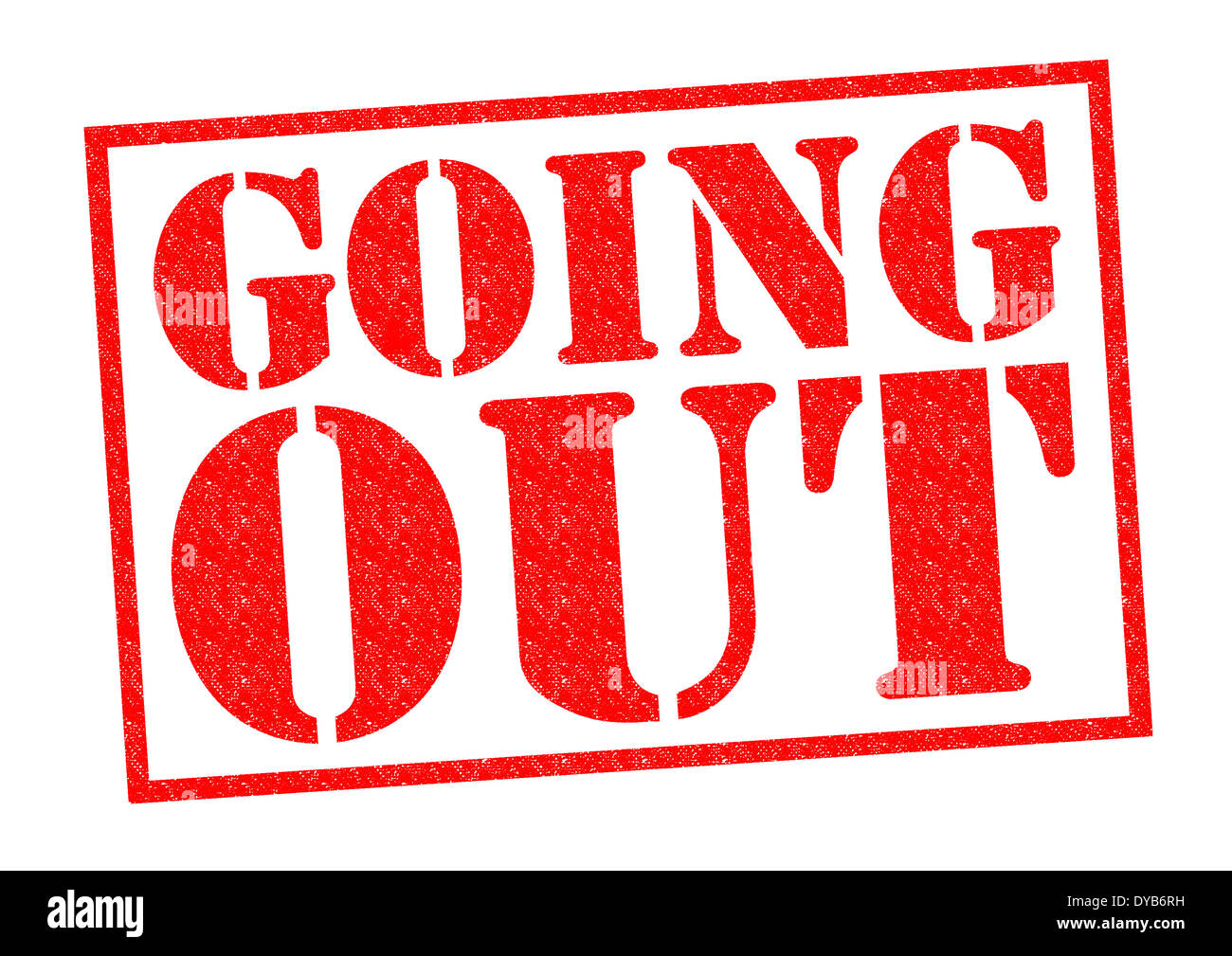 GOING OUT red Rubber Stamp over a white background Stock Photo - Alamy