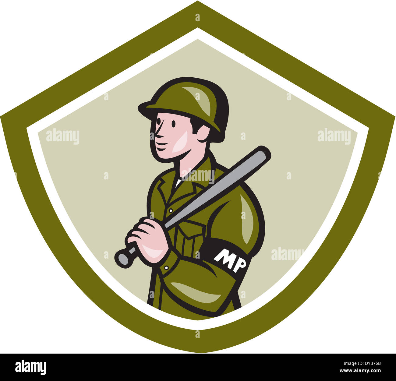 Illustration of a military police officer with night stick baton facing ...