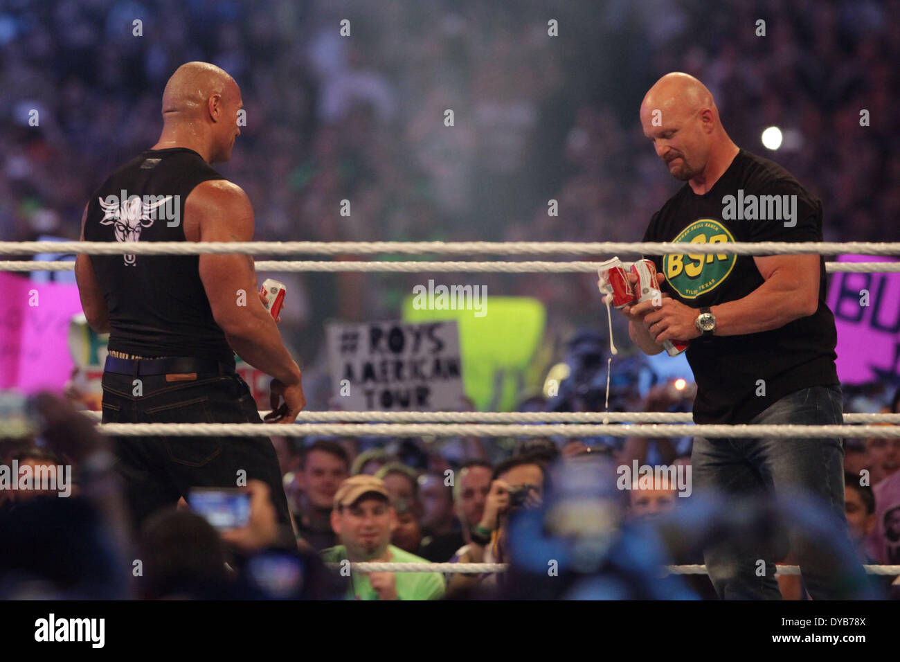 New Orleans, Louisiana, USA. 6th Apr, 2014. STEVE AUSTIN and THE ROCK ...