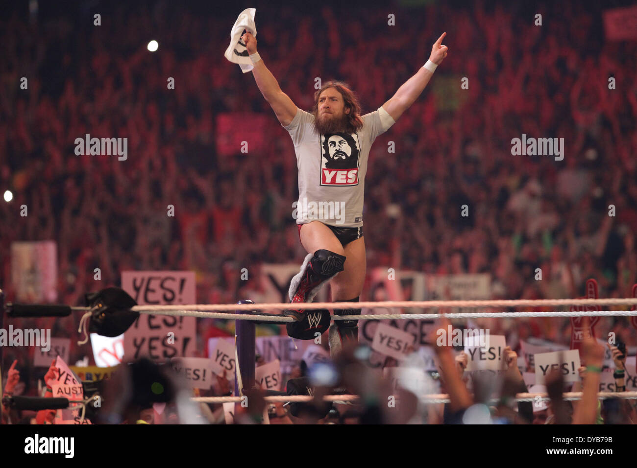 New Orleans, Louisiana, USA. 6th Apr, 2014. DANIEL BRYAN excites the ...
