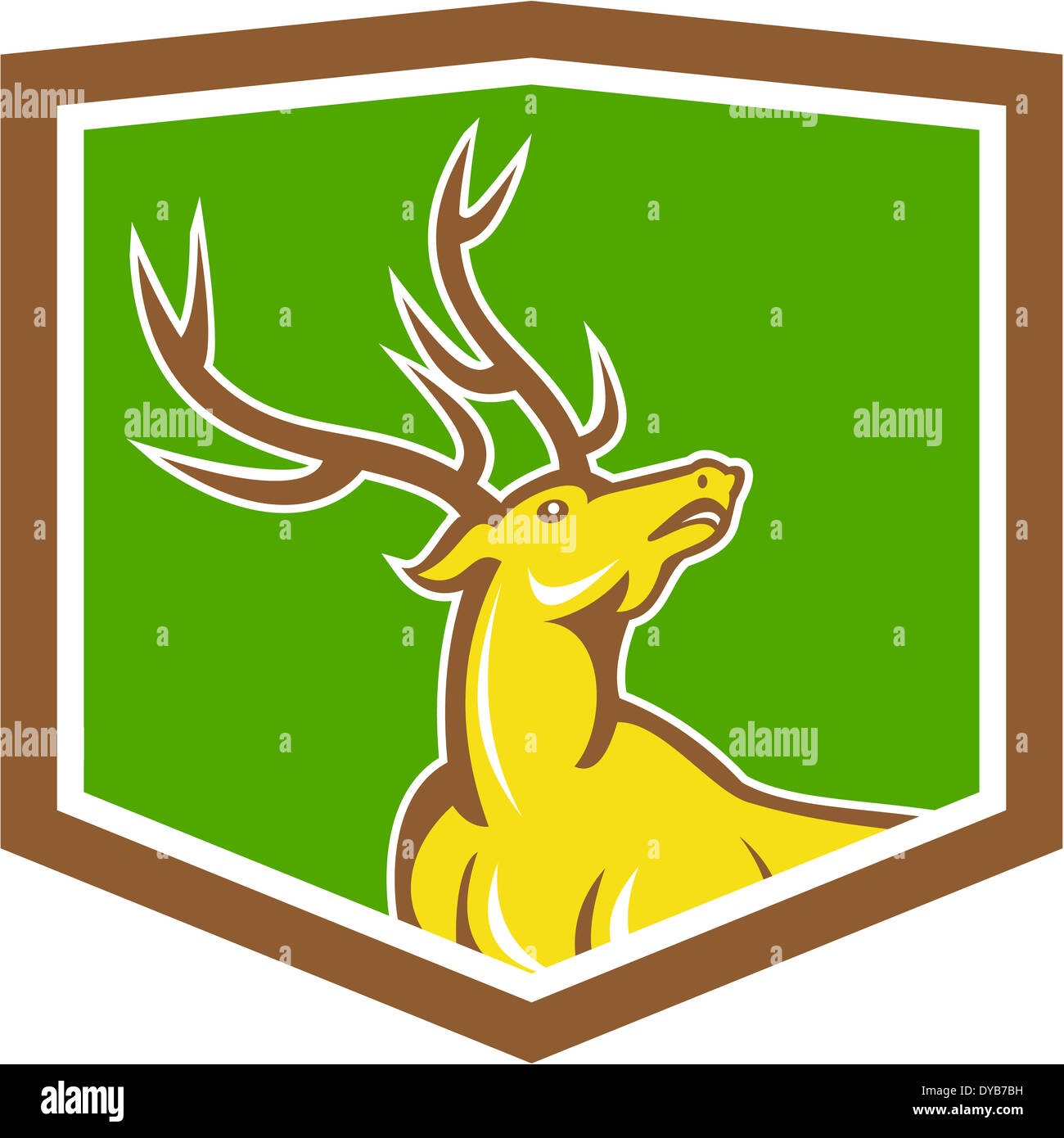 Illustration of a stag deer buck head facing side looking up set inside ...