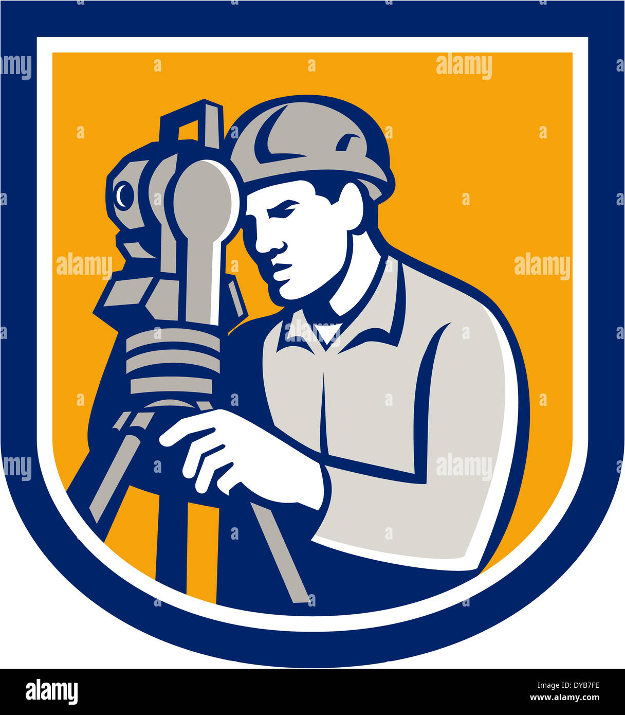 Illustration of a surveyor geodetic engineer using total station ... Illustration of a surveyor geodetic engineer using total station ...