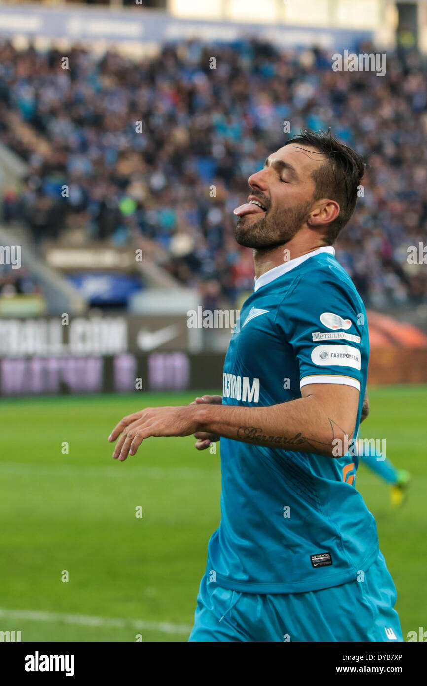 St. Petersburg, Russia - April 12, 2014: Midfielder of FC Zenit Miguel ...