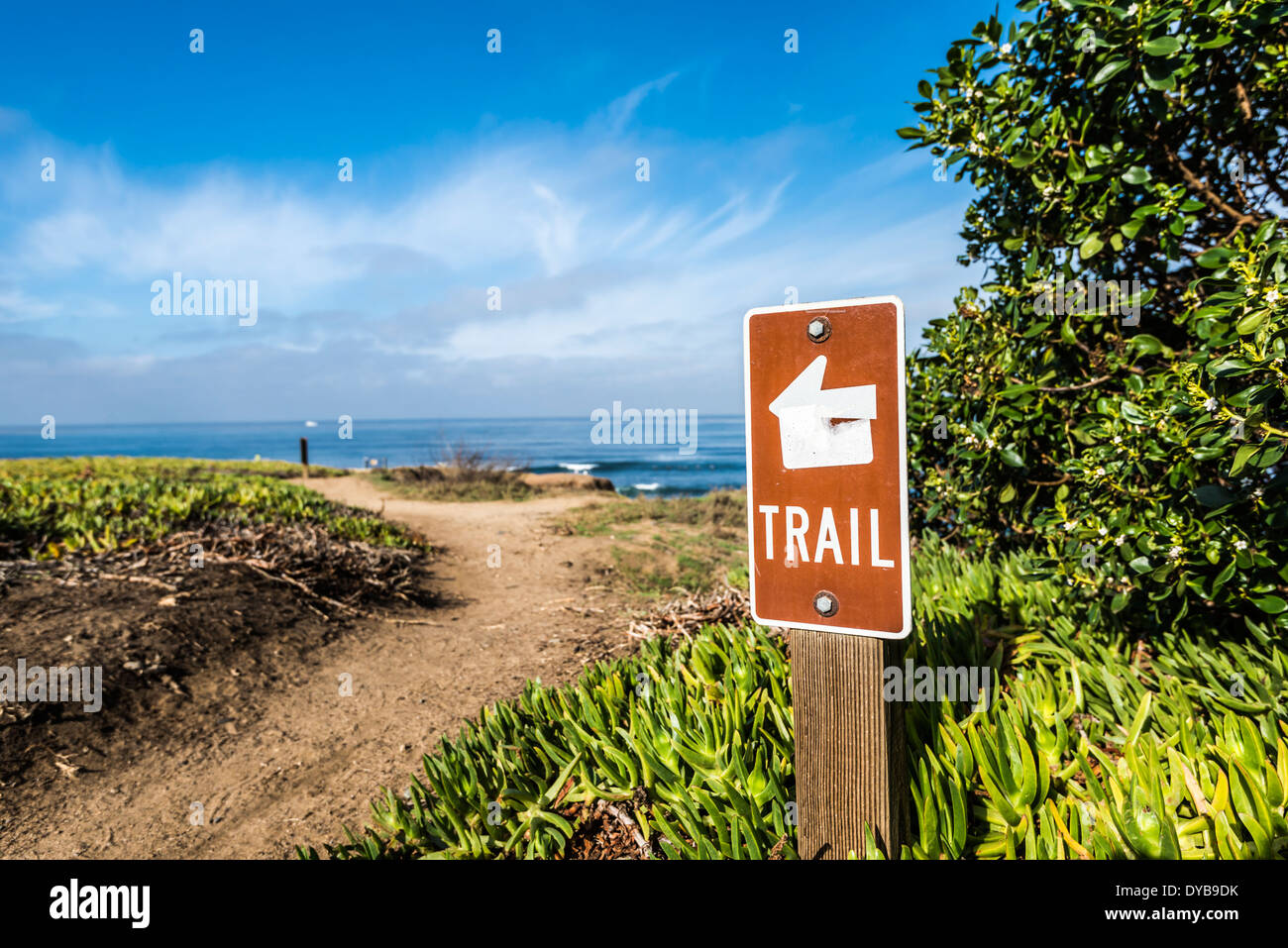 Trail sign. Sunset Cliffs Natural Park, San Diego, California, United ...