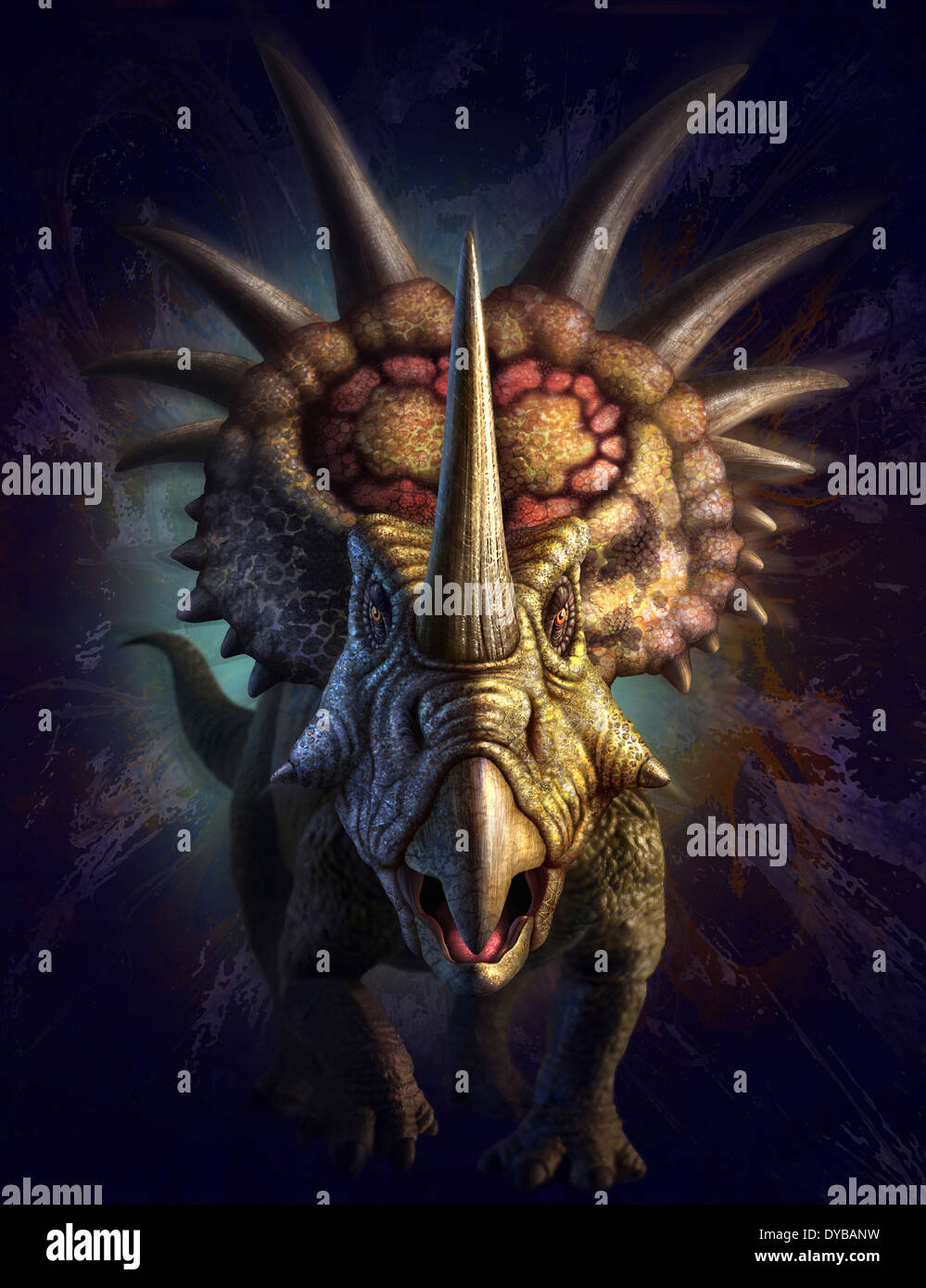 Full on view of the horned dinosaur, Styracosaurus Stock Photo - Alamy