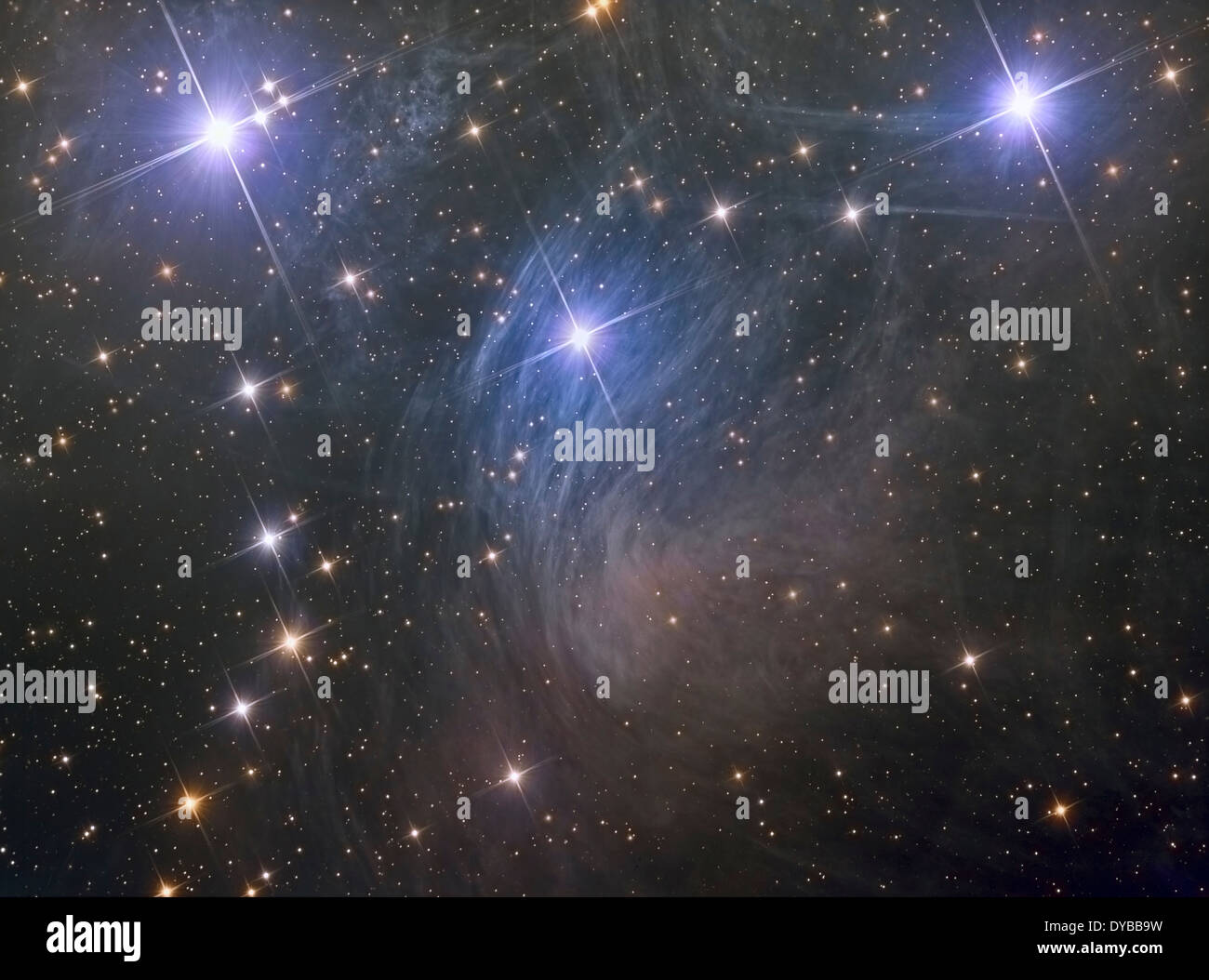 Messier 45, the Pleiades, an open star cluster in the Taurus ...
