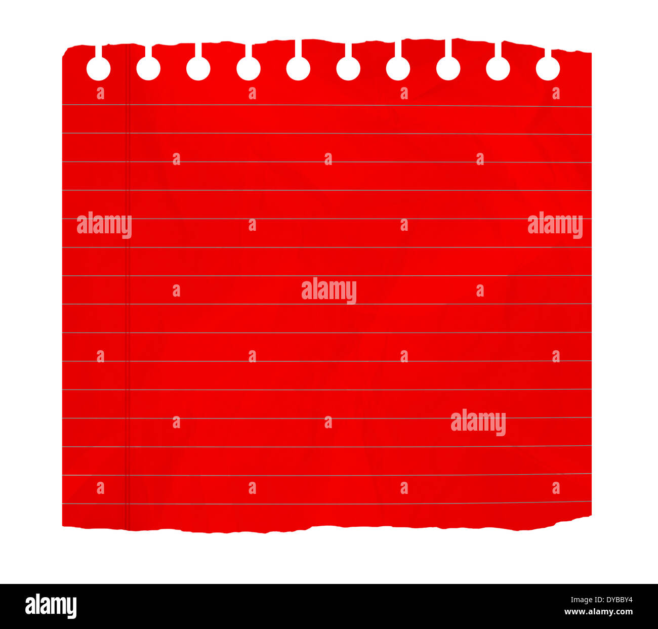 Piece of red notebook sheet isolated on white Stock Photo - Alamy