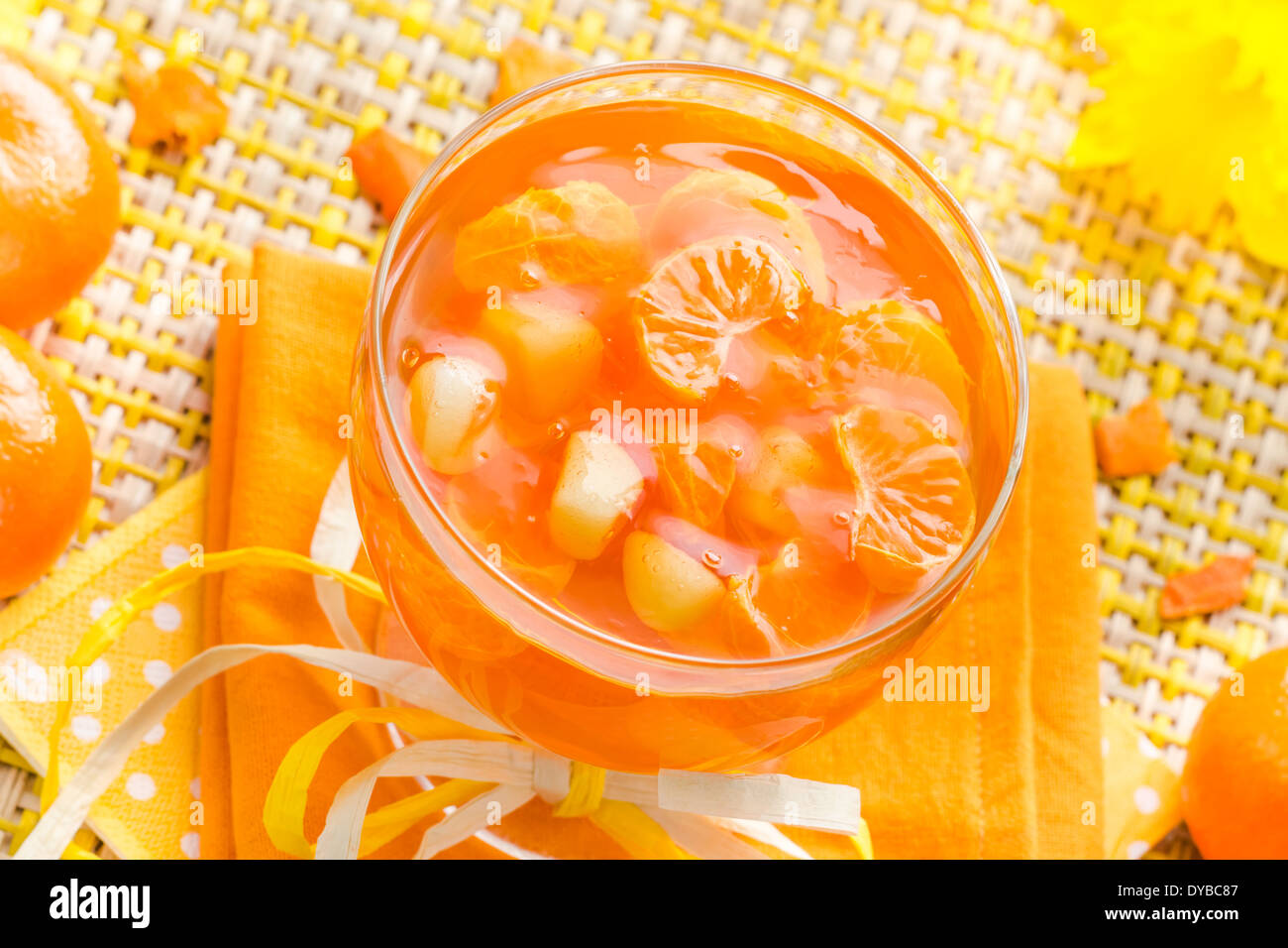 Delicious fruit jelly with orange in glass Stock Photo - Alamy