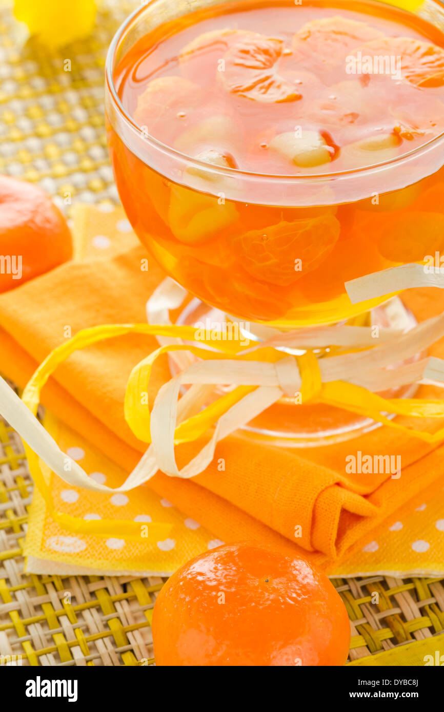 Delicious fruit jelly with orange in glass Stock Photo - Alamy