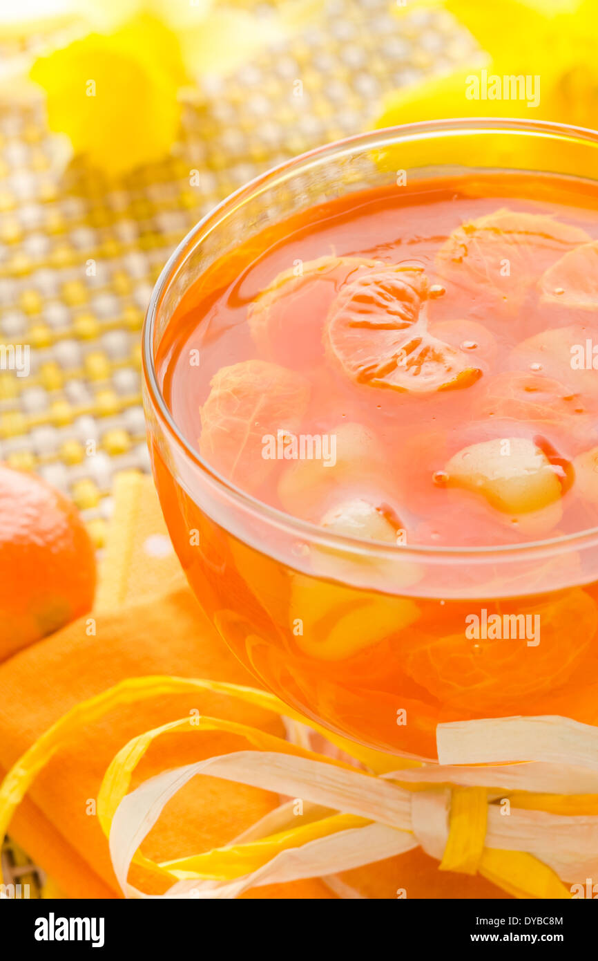 Delicious fruit jelly with orange in glass Stock Photo - Alamy