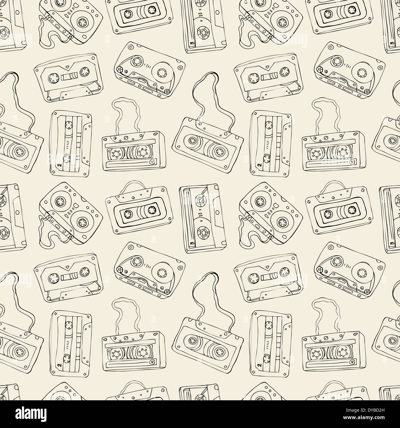 Seamless audio tapes pattern hi-res stock photography and images - Alamy