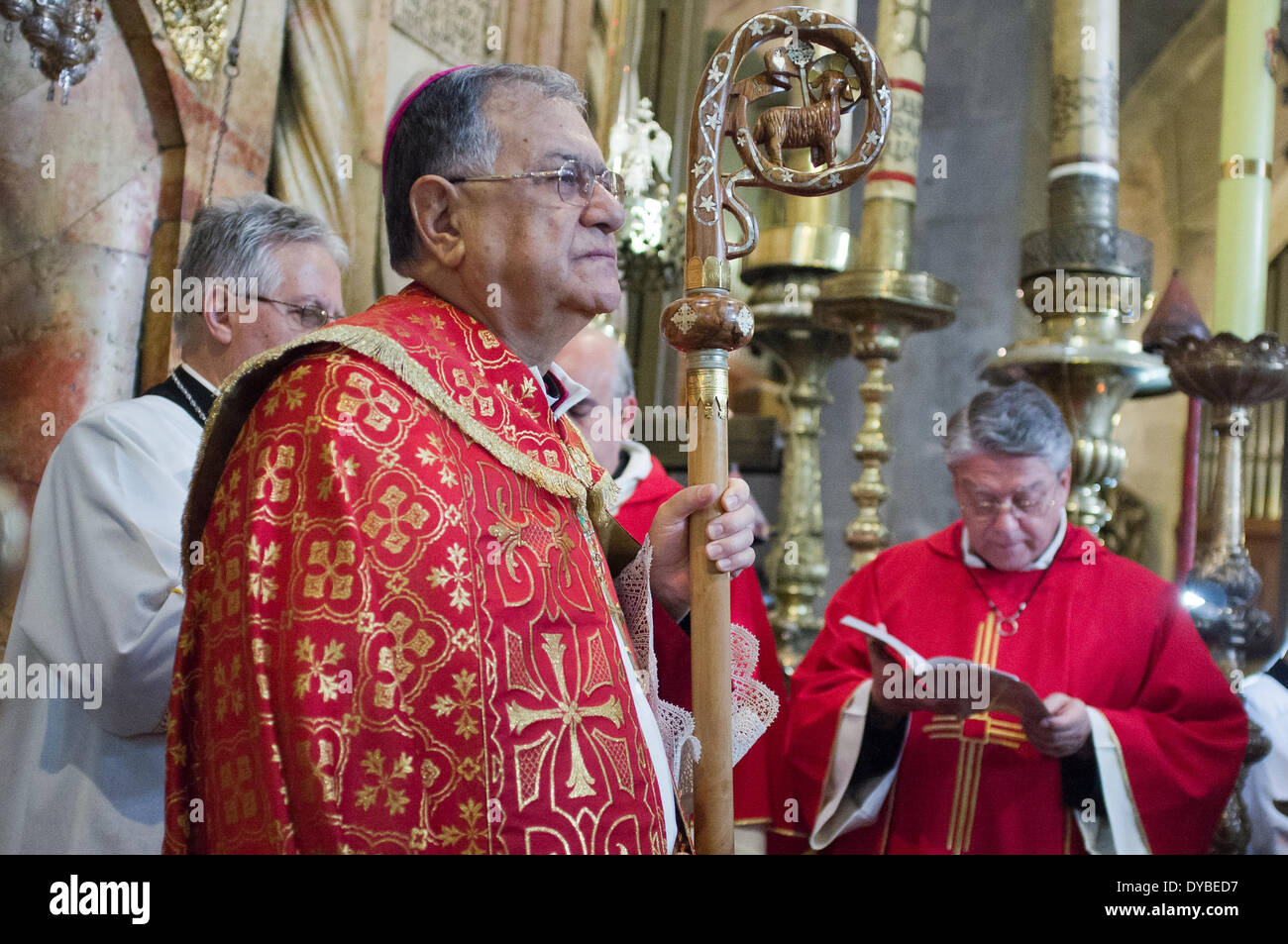Jerusalem, Middle East. 13th Apr, 2014. Archbishop FOUAD TWAL, Latin ...