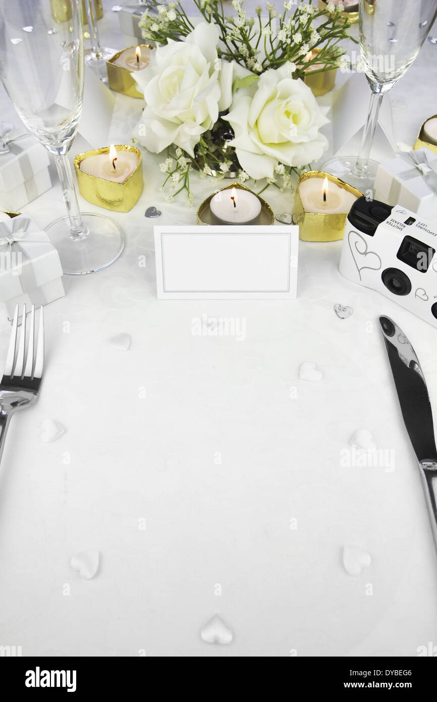 elevated view of a wedding table setting Stock Photo - Alamy