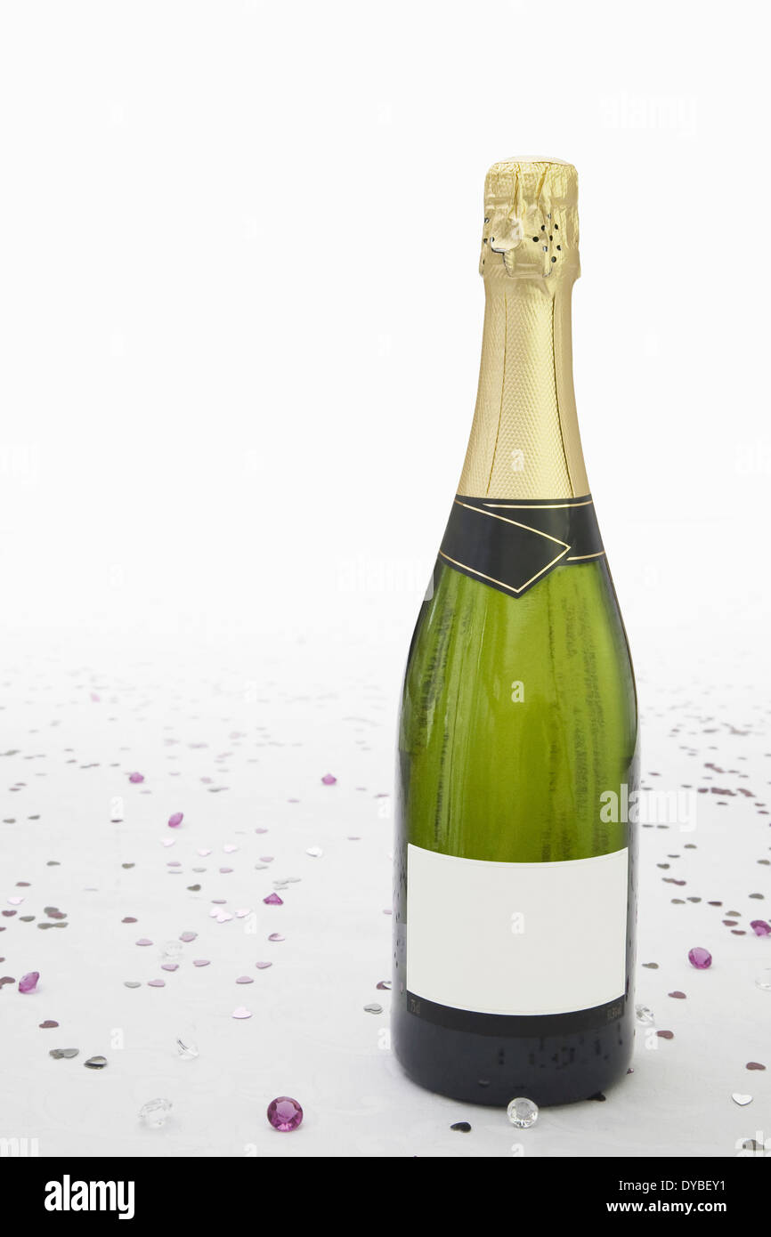 Bottle of Champagne with a blank label Stock Photo - Alamy