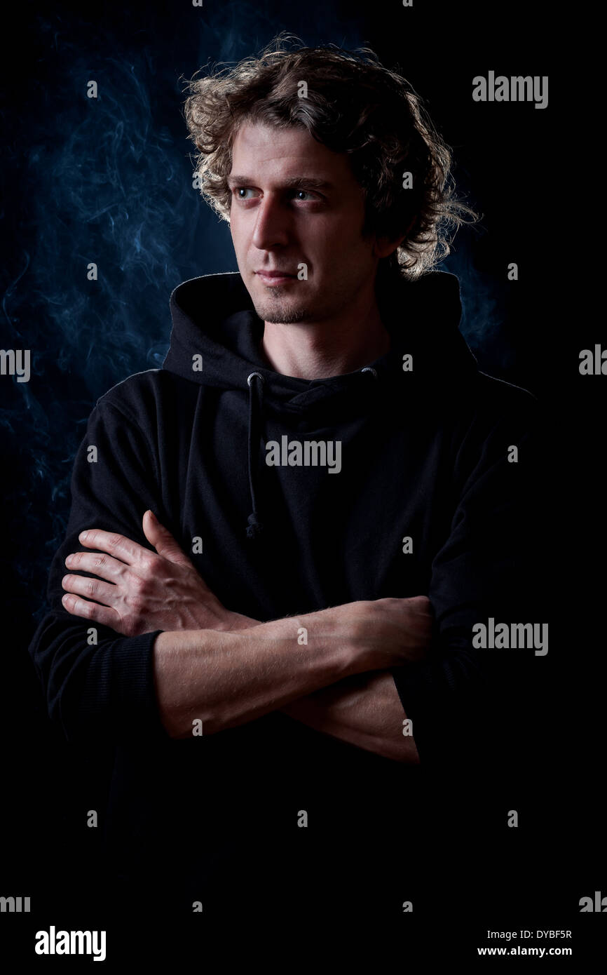 Curly hair man smoke hi-res stock photography and images - Alamy