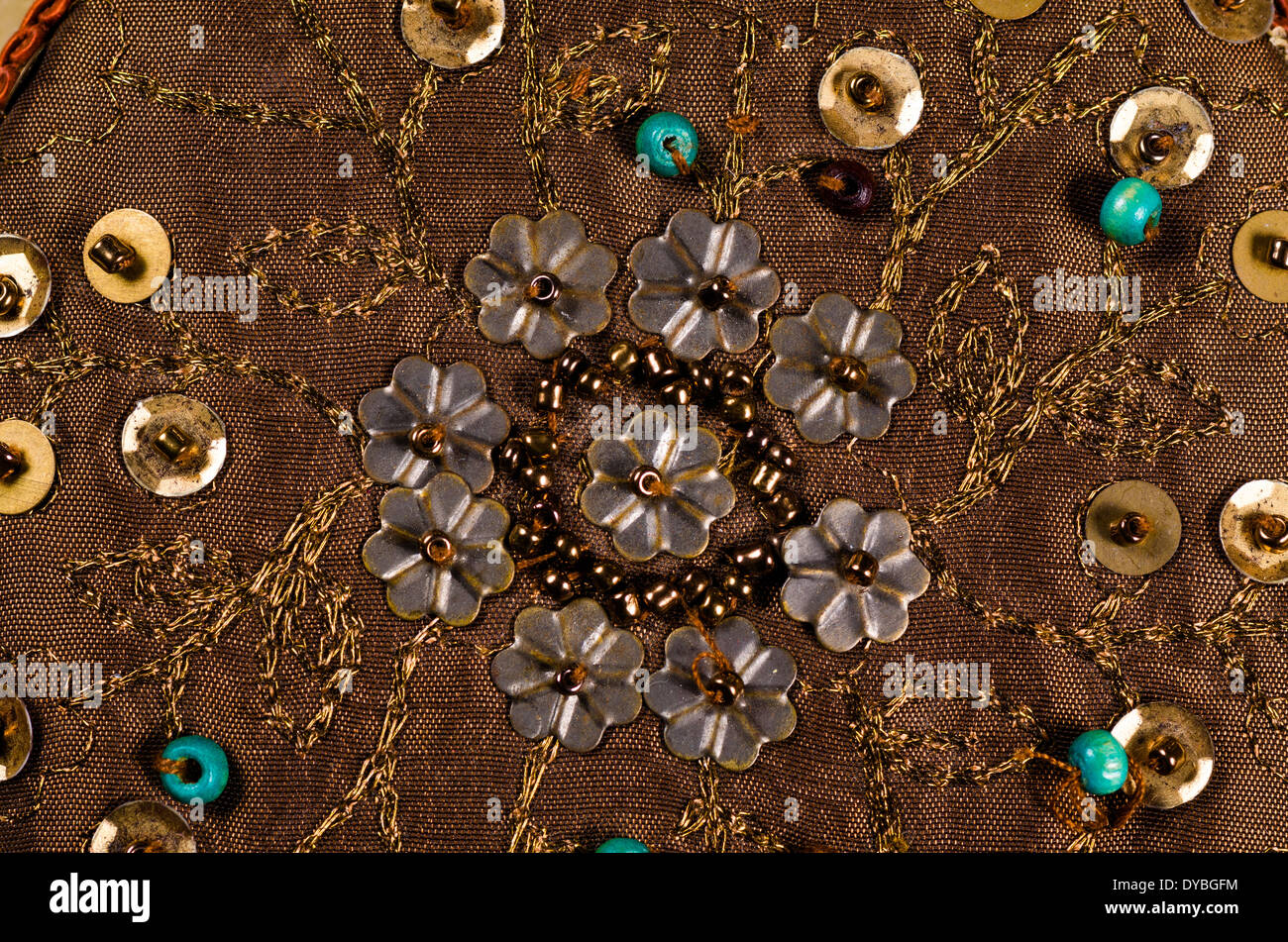 Full frame take of a handmade beaded fabric Stock Photo - Alamy