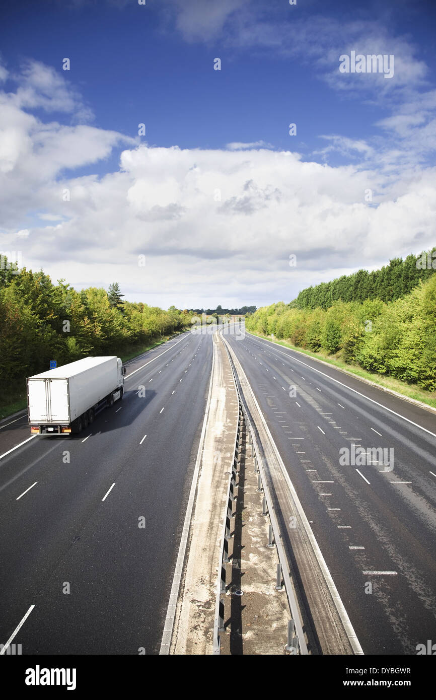 Empty British Motorway with one lorry on the road Stock Photo - Alamy