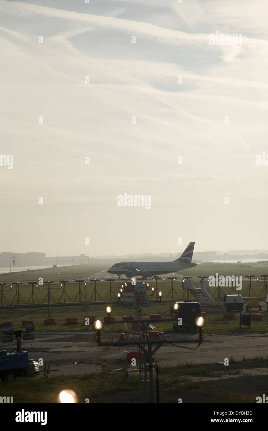 British airways passenger jet getting ready to take off at London City ...