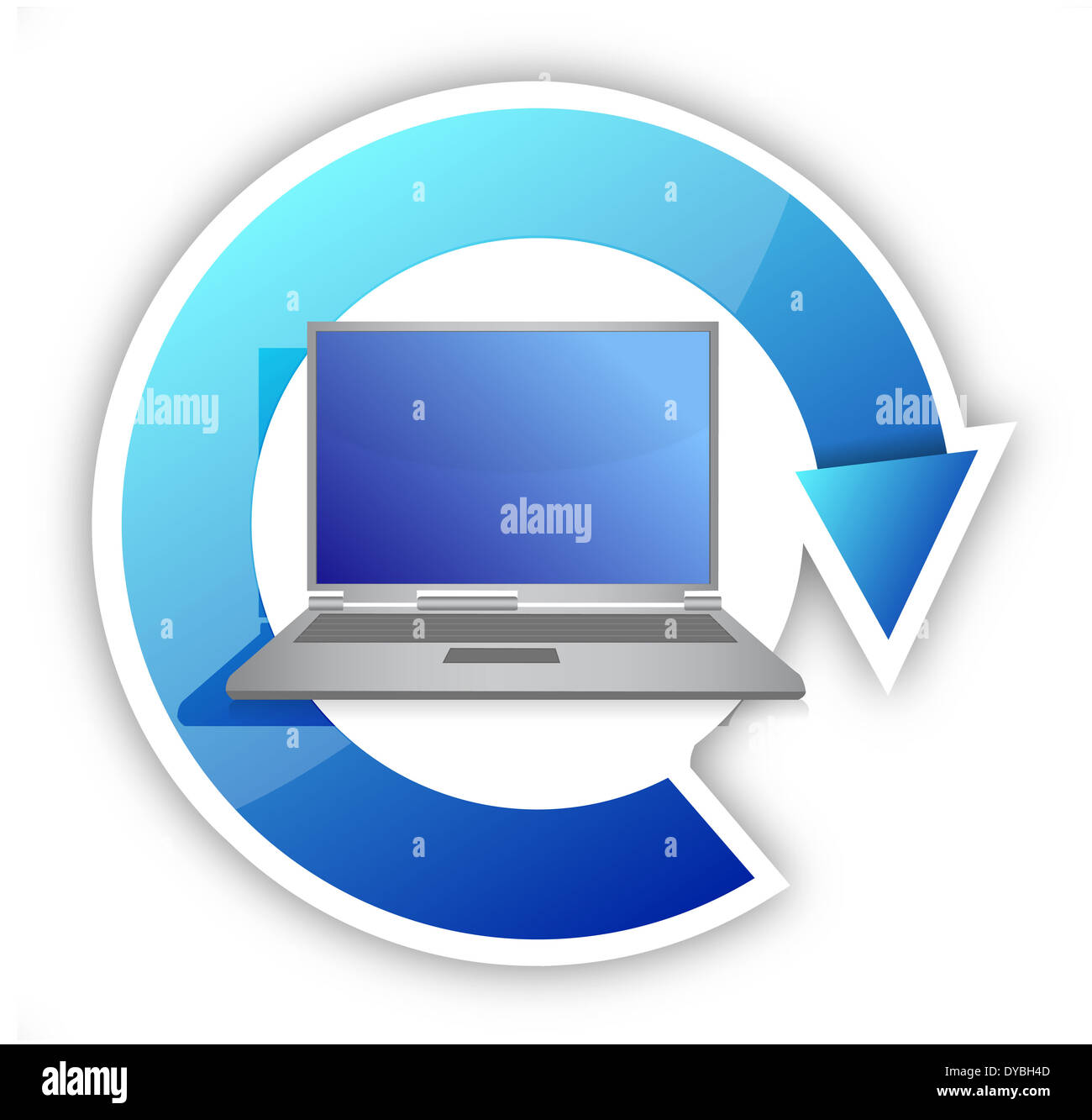 Cycle laptop illustration design over white background Stock Photo - Alamy