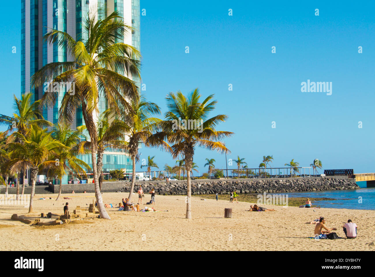 Playa del Reducto beach, Arrecife, Lanzarote, Canary Islands, Spain ...