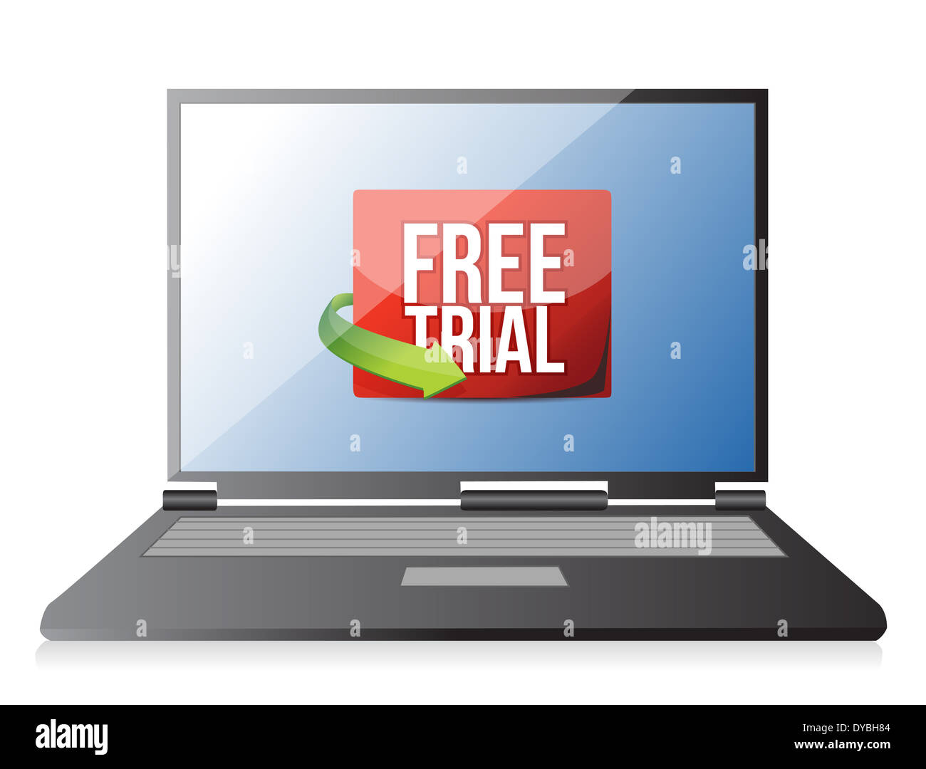 laptop free trial message illustration design over white Stock Photo ...