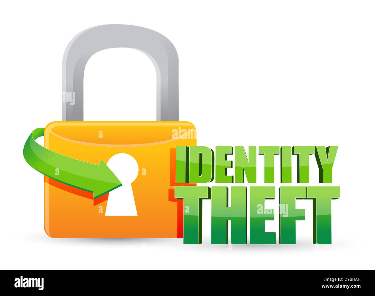 secured identity theft Gold lock illustration design over a white ...