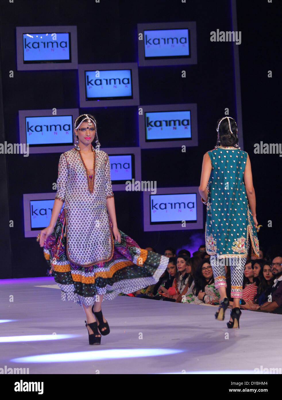 LAHORE, PAKISTAN-APRIL 12 : Pakistani Models present creations by ...